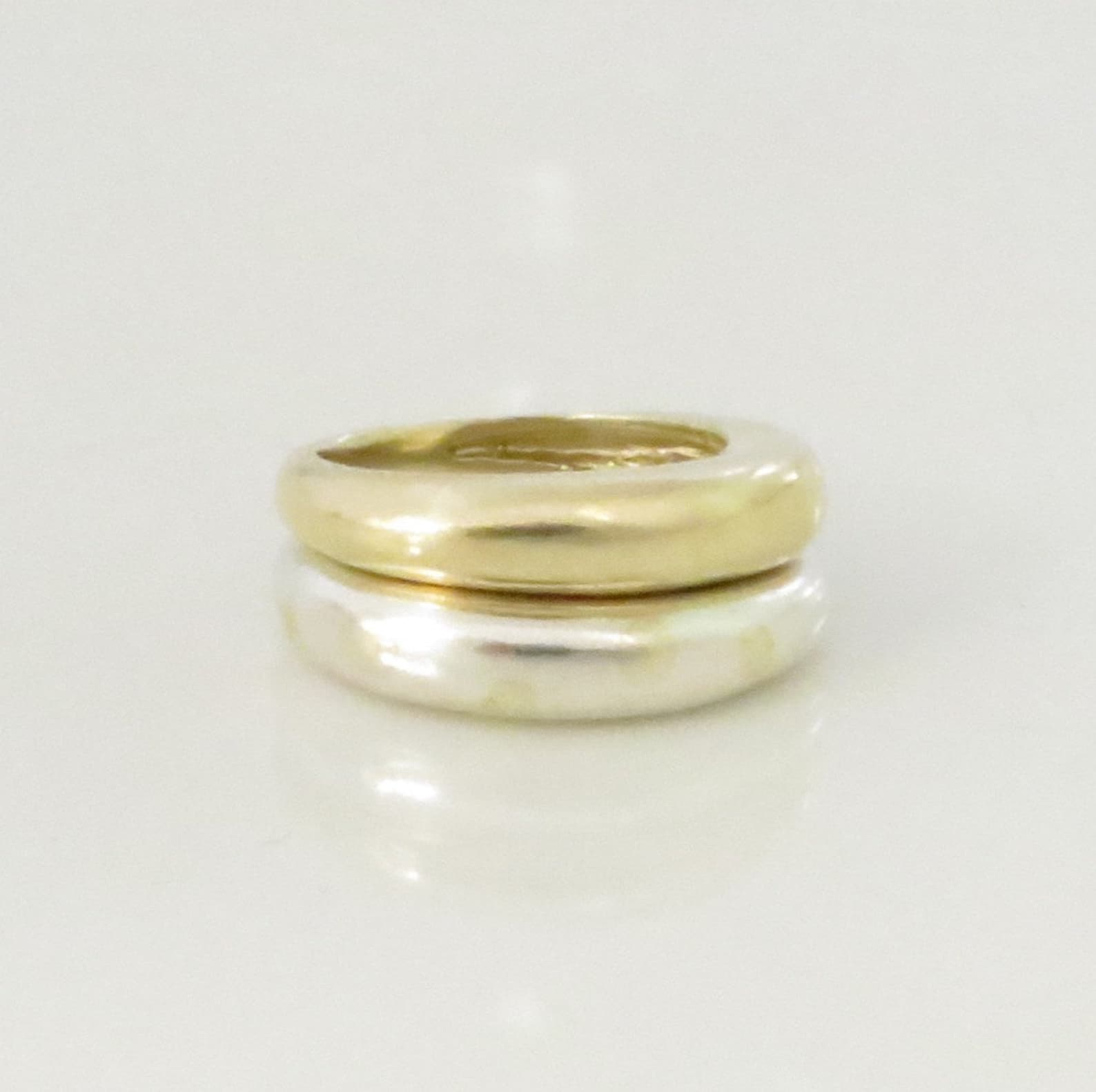 Set of Gold Rings Two Tones Gold Rings for Woman Solid Gold - Etsy