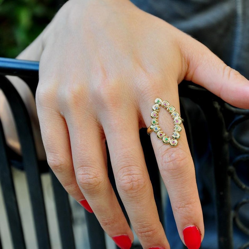 Unique Handmade Ring Multistone Ring Gold Ring And | Etsy