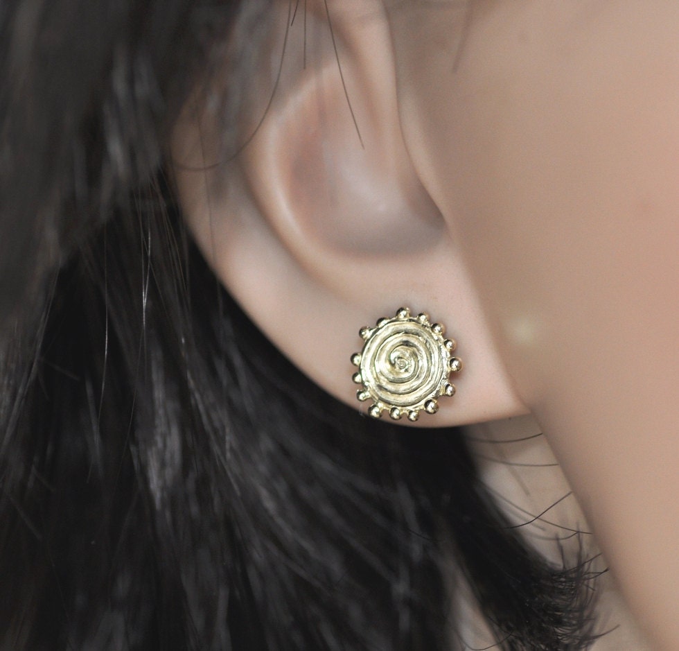 Post Gold Earring 14k Gold Post Earrings Gold Stud Earring - Etsy Israel