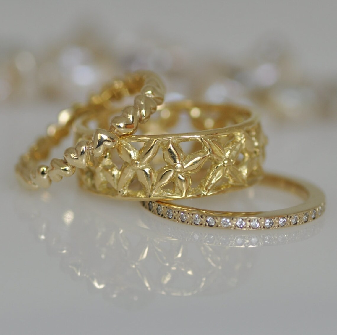 14k Gold Anniversary Ring Gold Anniversary Ring 14K - Etsy Israel