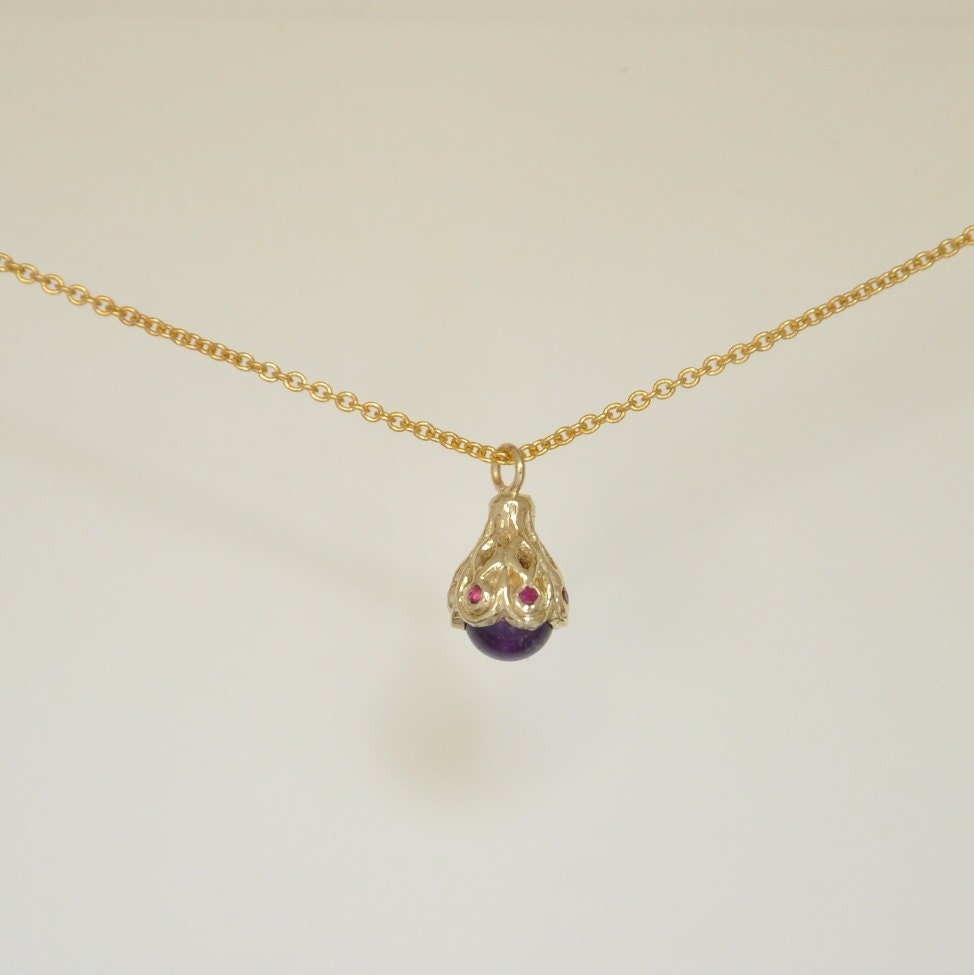 Small Ruby Pendant Gold Dainty Necklace 14k Gold Small - Etsy