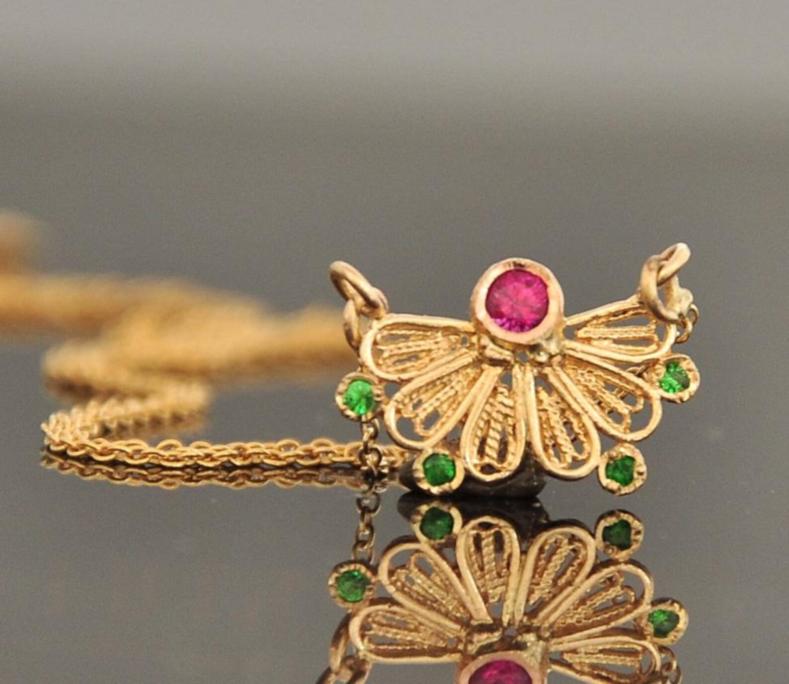 Ruby Necklace Dainty Pendant Pink Ruby Pendant Small 14k - Etsy