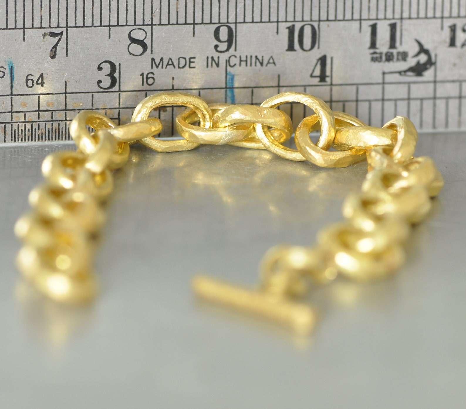 18k Solid Gold Bracelet, Statement Bracelet, Gold Bracelet, Handmade ...