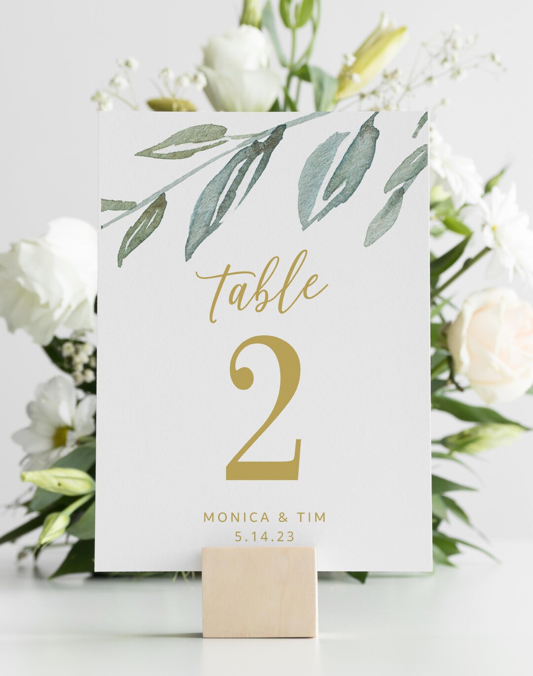 Greenery Table Number Cards, Wedding Table Cards, Printed Table Numbers ...
