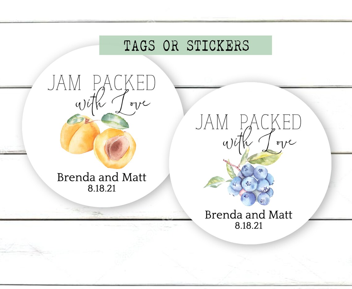 Jam Packed With Love Stickers or Tags Strawberry Peach Jam | Etsy