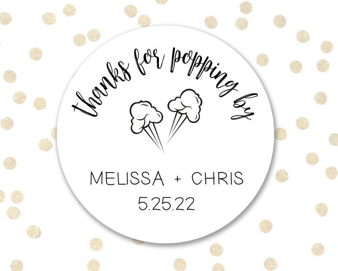 Thanks for Popping By Stickers Popcorn Favor Sticker Labels | Etsy