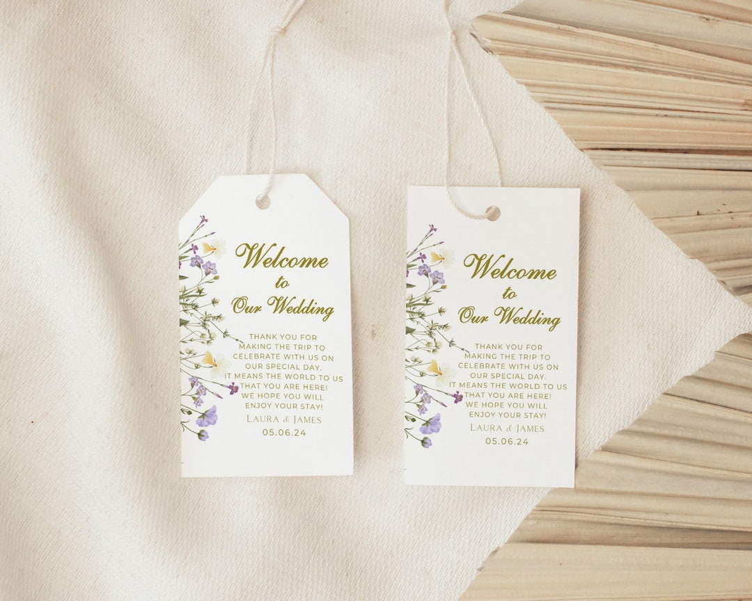 Wildflower Welcome Tags, Personalized Tags for Hotel Welcome Bags ...