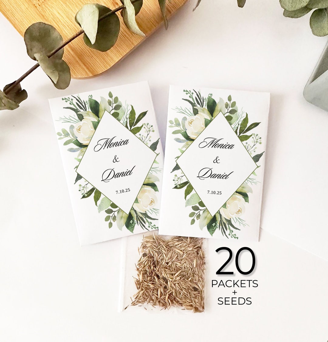 Custom Seed Packet Favors, Greenery Seed Holders With Wildflower Seeds ...