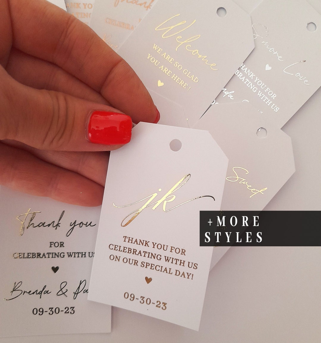 Gold Foil Wedding Favor Tags, Thank You for Tags, Love is Sweet Tags ...