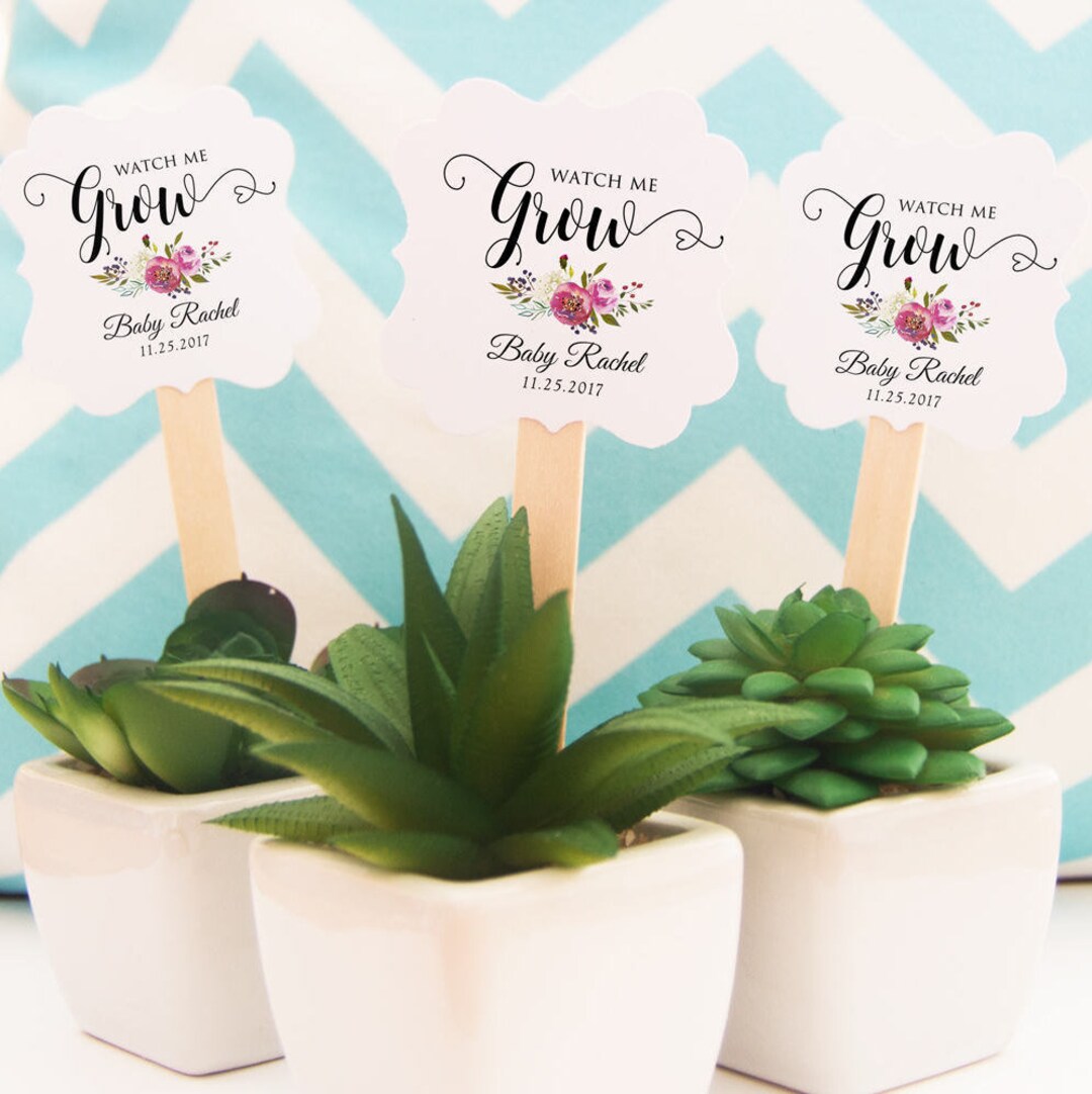 Watch Me Grow Tags, 12 Baby Shower Tags, Plant Favor Tags, Personalized ...