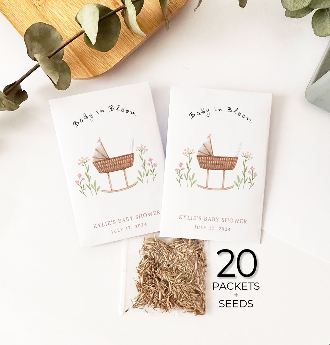 Baby in Bloom Seed Packets, 20 Baby Shower Favor Packets With ...