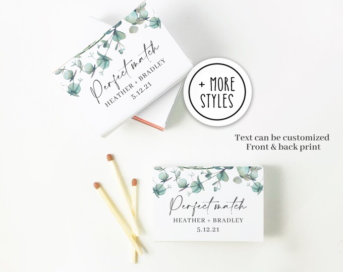 Wedding Matches Personalized Match Boxes Greenery a Perfect Match, 25 ...