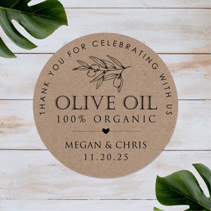 Kraft Brown Stickers for Olive Oil Favors, Thank You for Wedding ...
