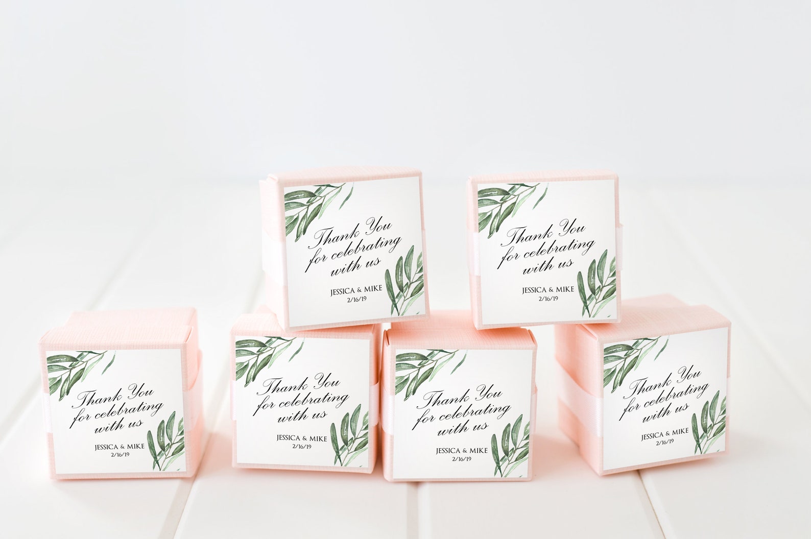 Custom Favor Stickers Greenery Thank You Stickers Wedding - Etsy