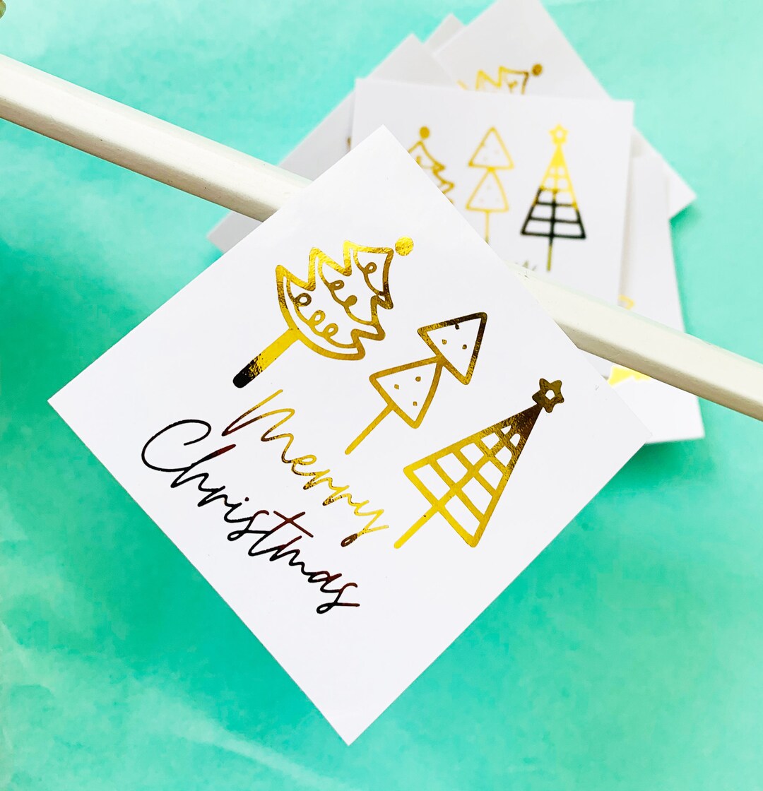 Gold Foil Christmas Sticker Labels Merry Christmas Gift - Etsy