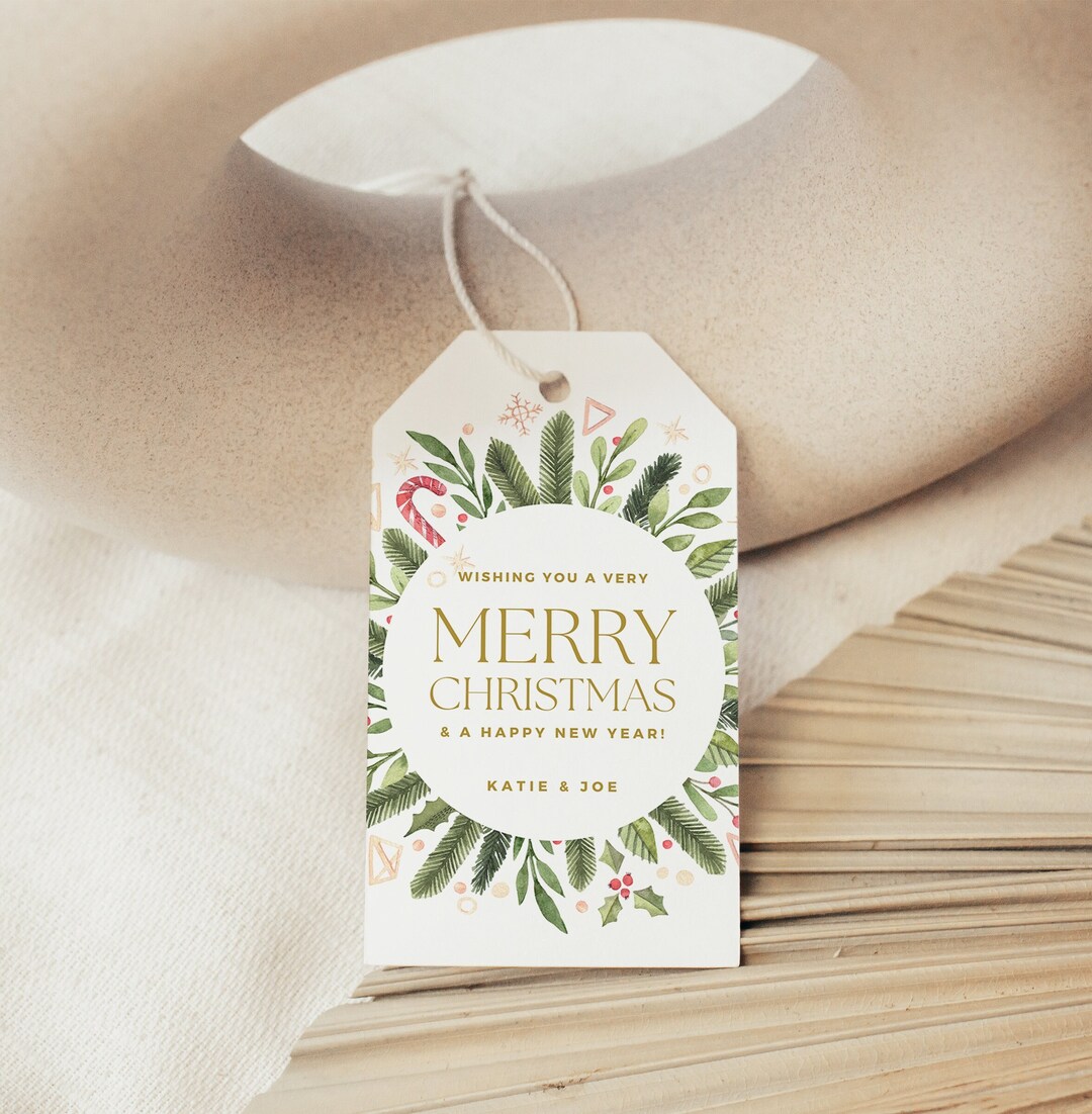 Merry Christmas and Happy New Year Tags, Personalized Gift Tags ...