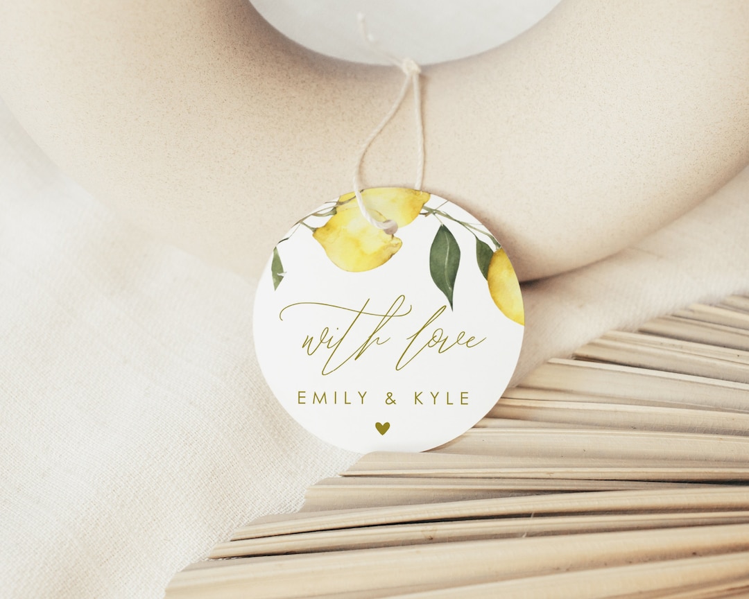 Lemon Theme Thank You Tags, With Love Wedding Gift Tags, Personalized ...