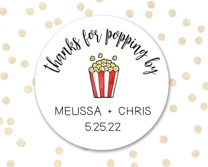 Thanks for Popping by Stickers Popcorn Favor Sticker Labels - Etsy