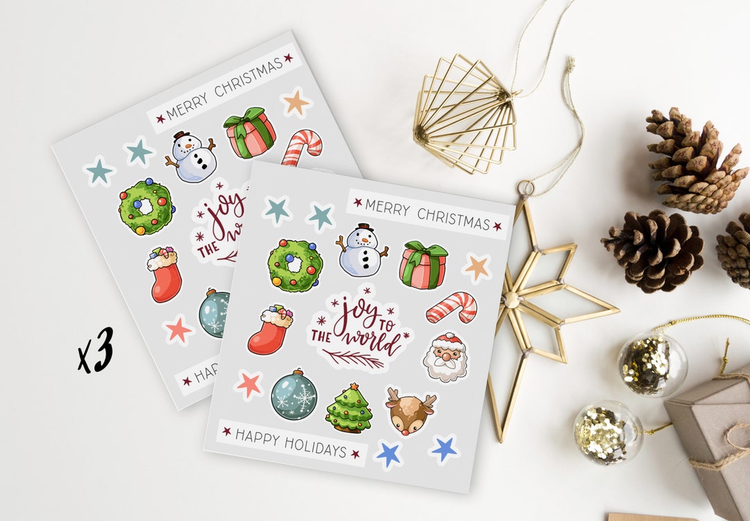 54 Mini Christmas Stickers Cute Christmas Stickers ECLP - Etsy