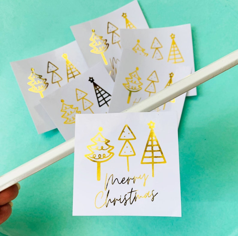 Gold Foil Christmas Sticker Labels Merry Christmas Gift - Etsy