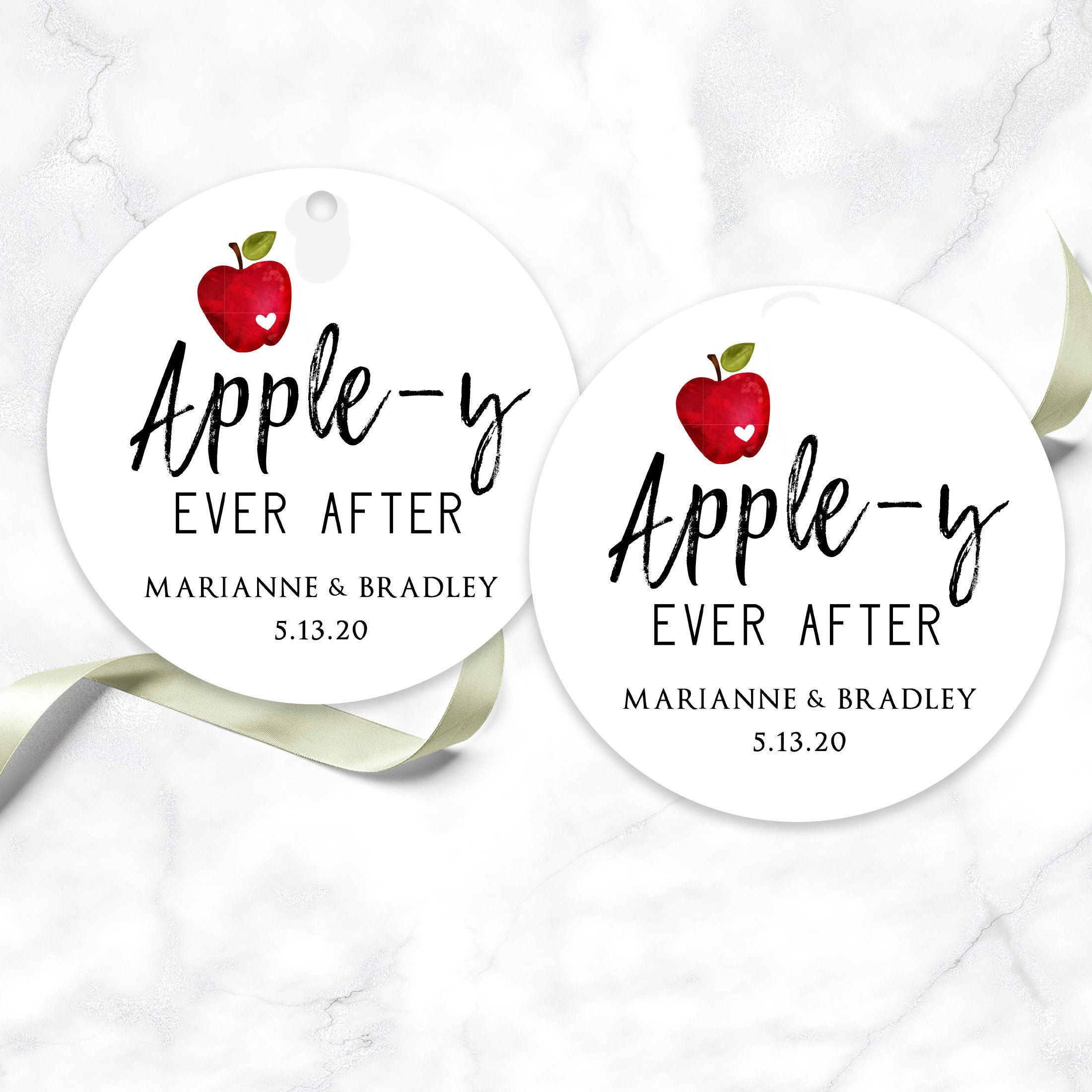 Apple-y Ever After Stickers or Tags Apple Favor Stickers | Etsy