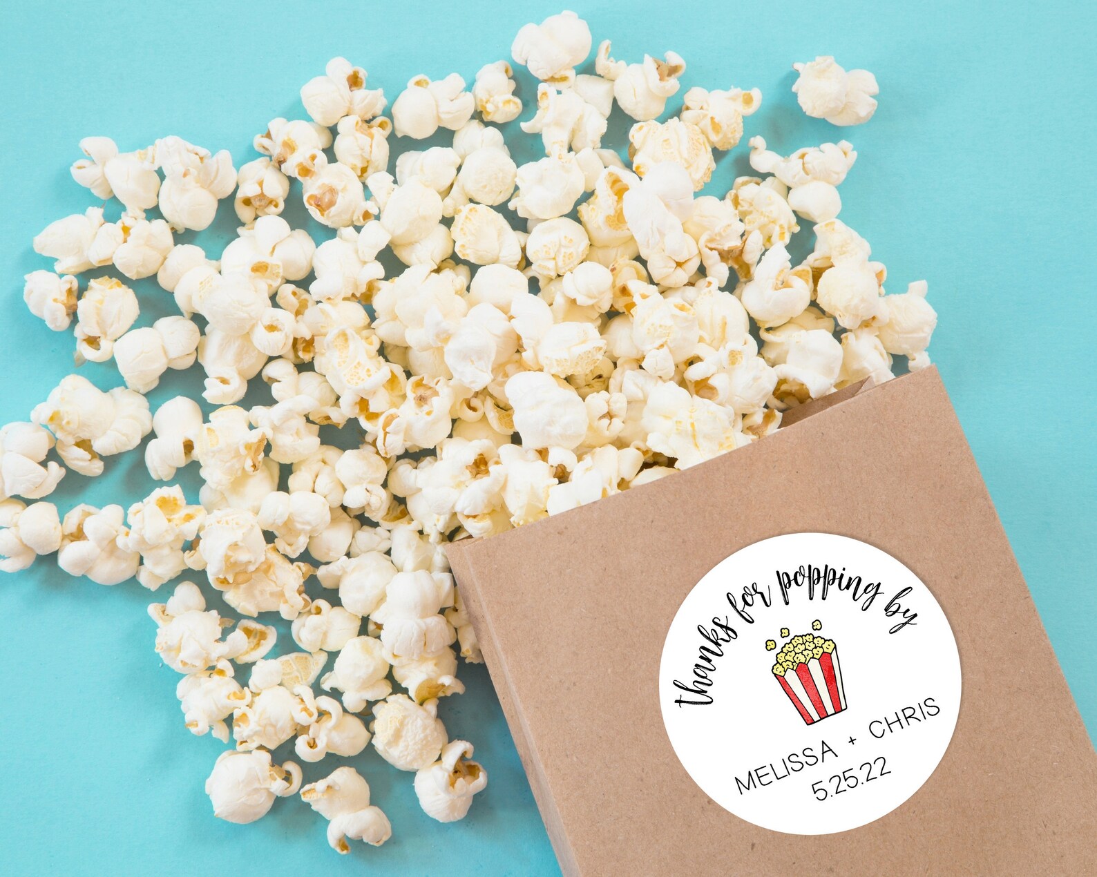 Thanks for Popping by Stickers Popcorn Favor Sticker Labels - Etsy