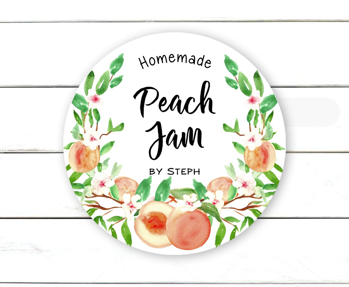 Peach Jam Stickers or Tags Homemade Peach Jam Labels Custom - Etsy