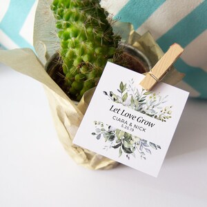 Wedding Let Love Grow Tags, Greenery Favor Tags for Plant Favors, Party ...