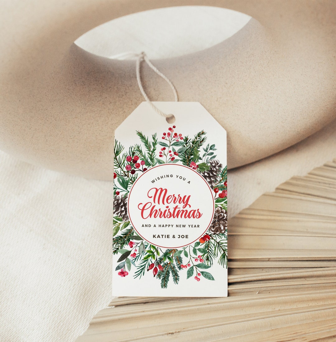 Red and Green Merry Christmas Tags Personalized Gift Tags - Etsy