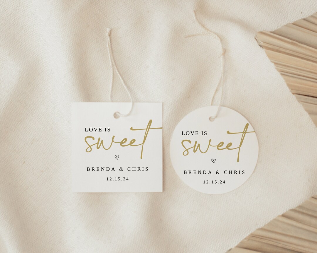 Love is Sweet Tags, Wedding Name Tags Paper Tags, Wedding Thank You ...