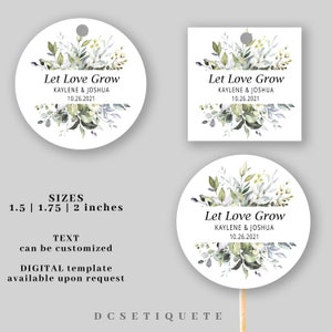 Wedding Let Love Grow Tags, Greenery Favor Tags for Plant Favors, Party ...