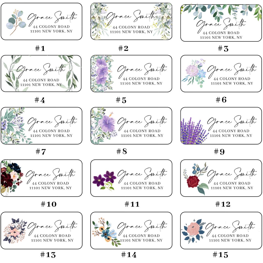 Custom Return Address Labels, Greenery, Floral, 50 Address Stickers ...