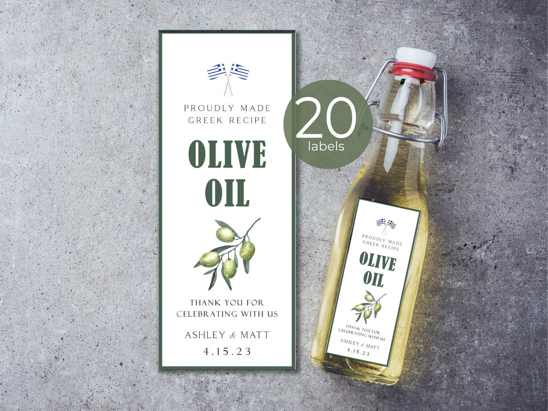 Greek Wedding Olive Oil Labels, Personalized Wedding Labels, Olive Oil ...
