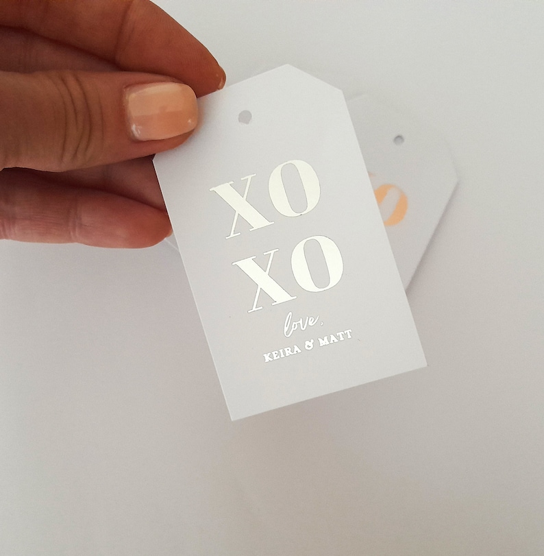 XOXO Foil Gift Tags Custom Name Wedding Favor Tags - Etsy
