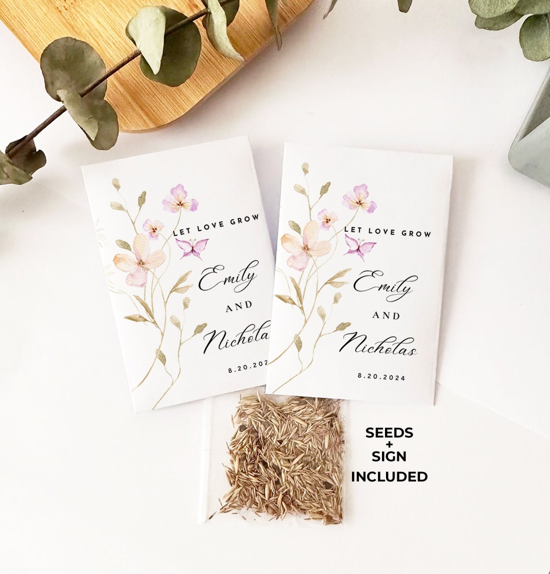 Bridal Seed Packets, Wildflower Seeds Envelopes, Let Love Grow Favors ...