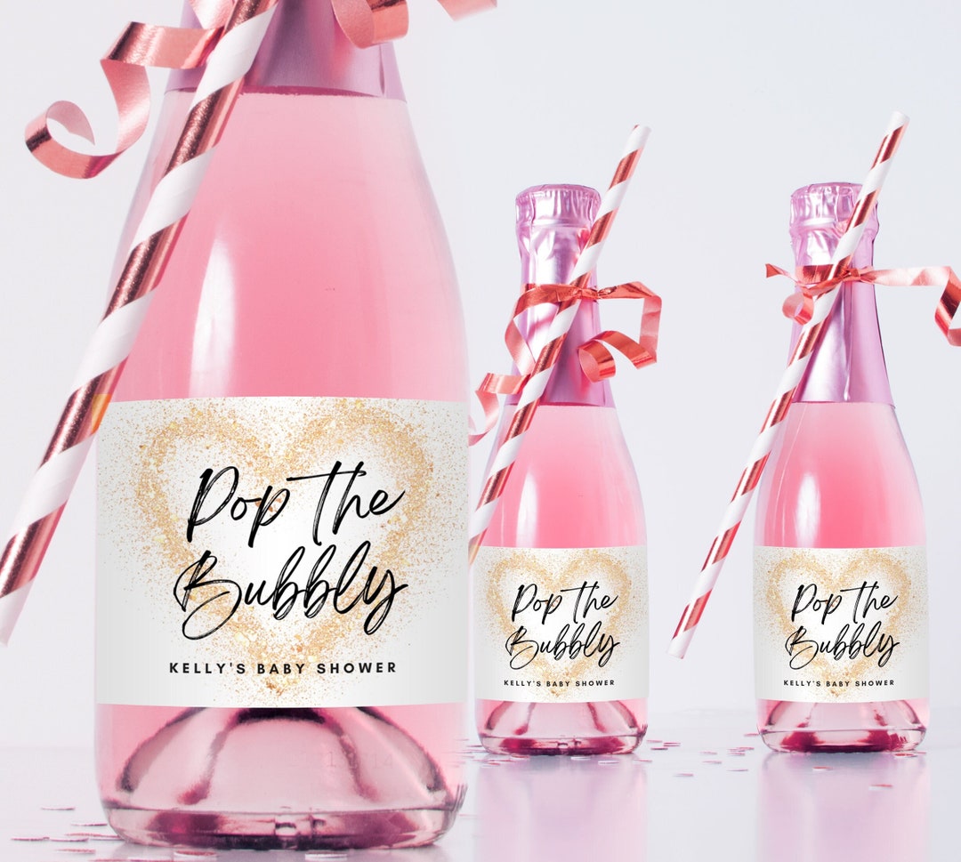Pop the Bubbly Labels, Mini Champagne Bottle Labels, Mini Wine Bottle ...