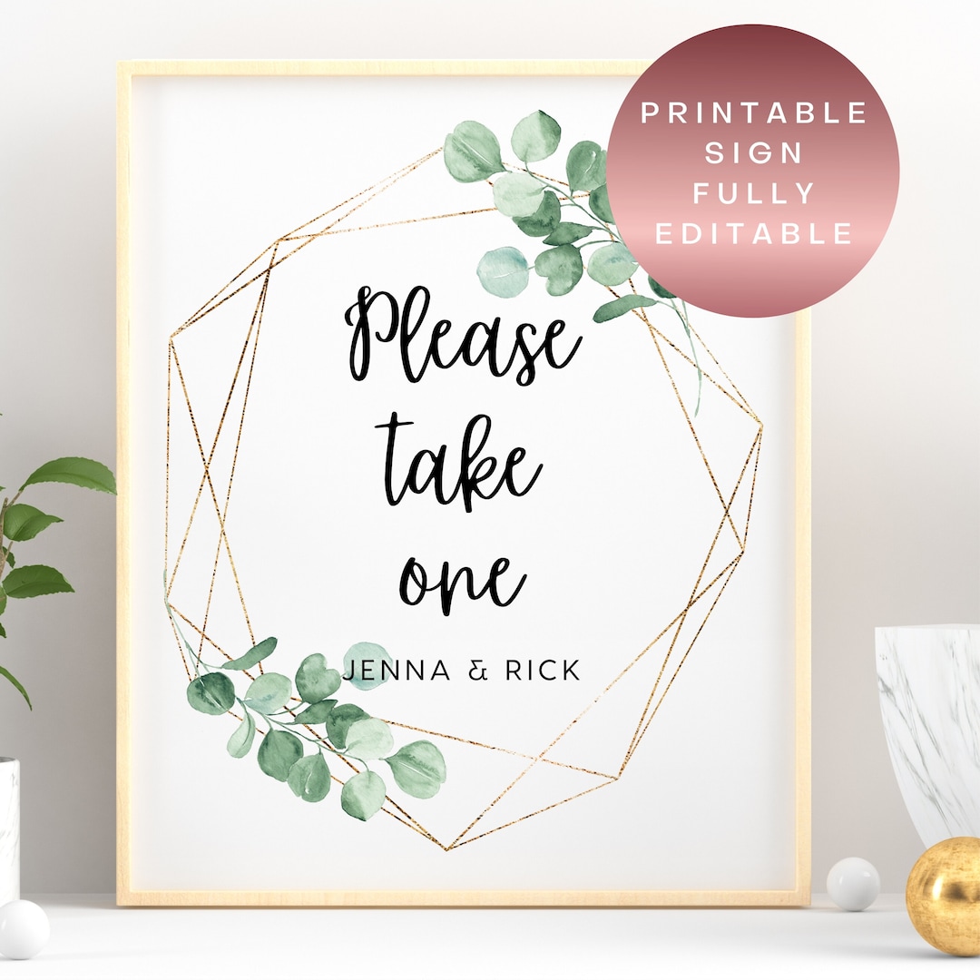 Any Size Please Take One Sign Printable Wedding Sign for - Etsy