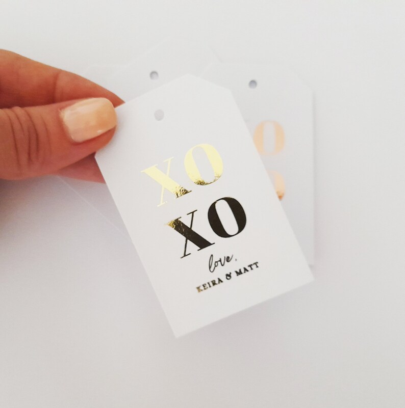 XOXO Foil Gift Tags Custom Name Wedding Favor Tags - Etsy