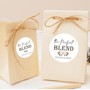 The Perfect Blend Stickers, Coffee Favor Sticker, Wedding or Bridal ...