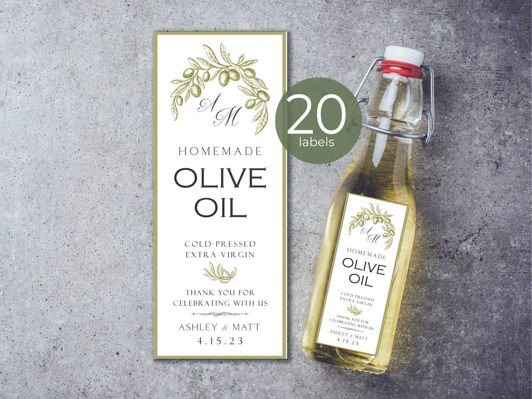 Homemade Olive Oil Favor Labels, Personalized Wedding Labels, Olive Oil ...