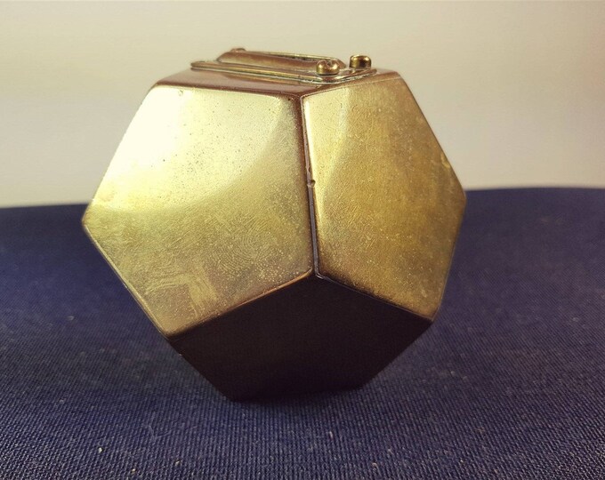 Vintage Brass Money Box Bank Unusual Round Shape With 12 Sides 1920's ...