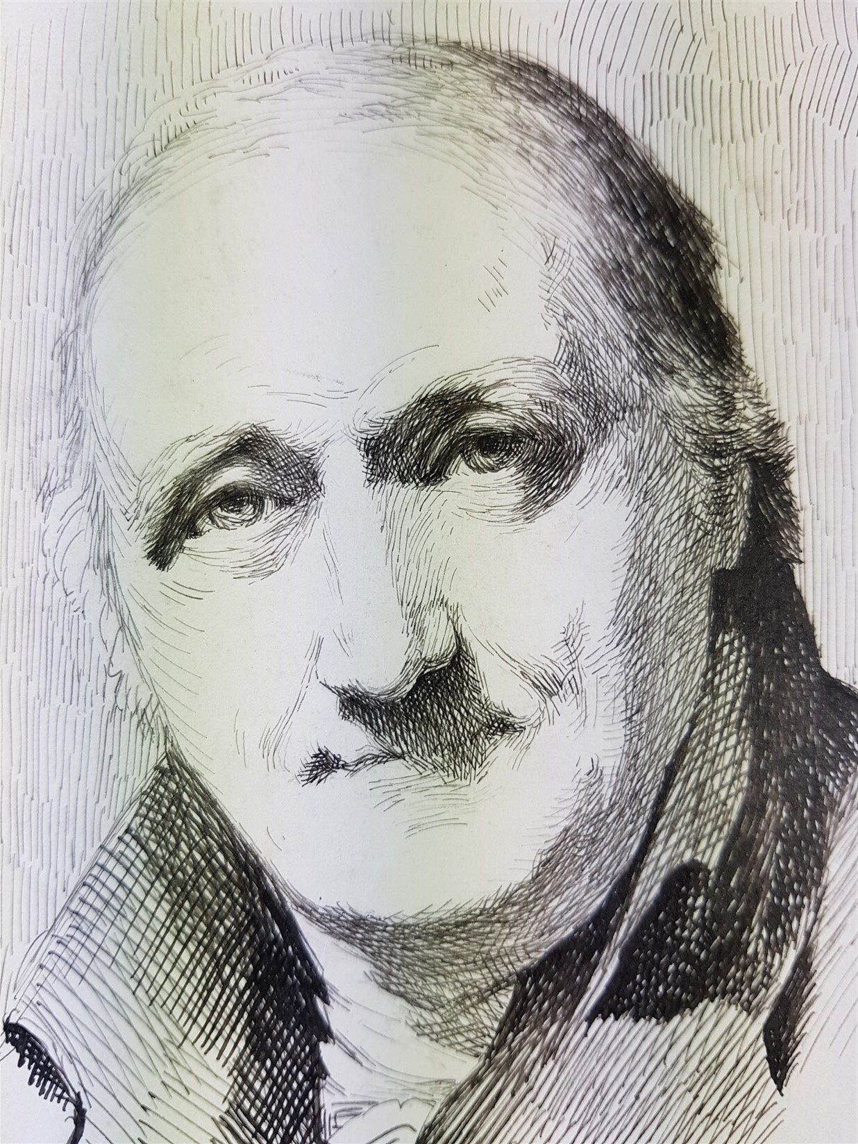 Antique Ink Drawing of Man Alexander Adam Portrait Signed and | Etsy