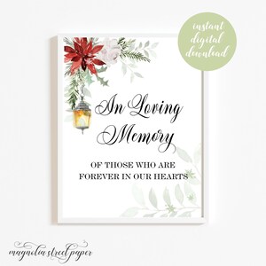 Printable Winter in Loving Memory Sign, Wedding Table Signage ...