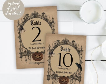 Halloween Goth Table Numbers Printable Tables 1 30 5 X 7 | Etsy