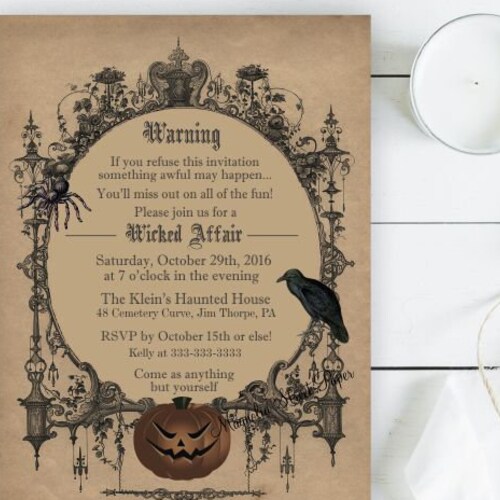 Spooky Halloween Invitation Scary Goth Costume Party Invite - Etsy