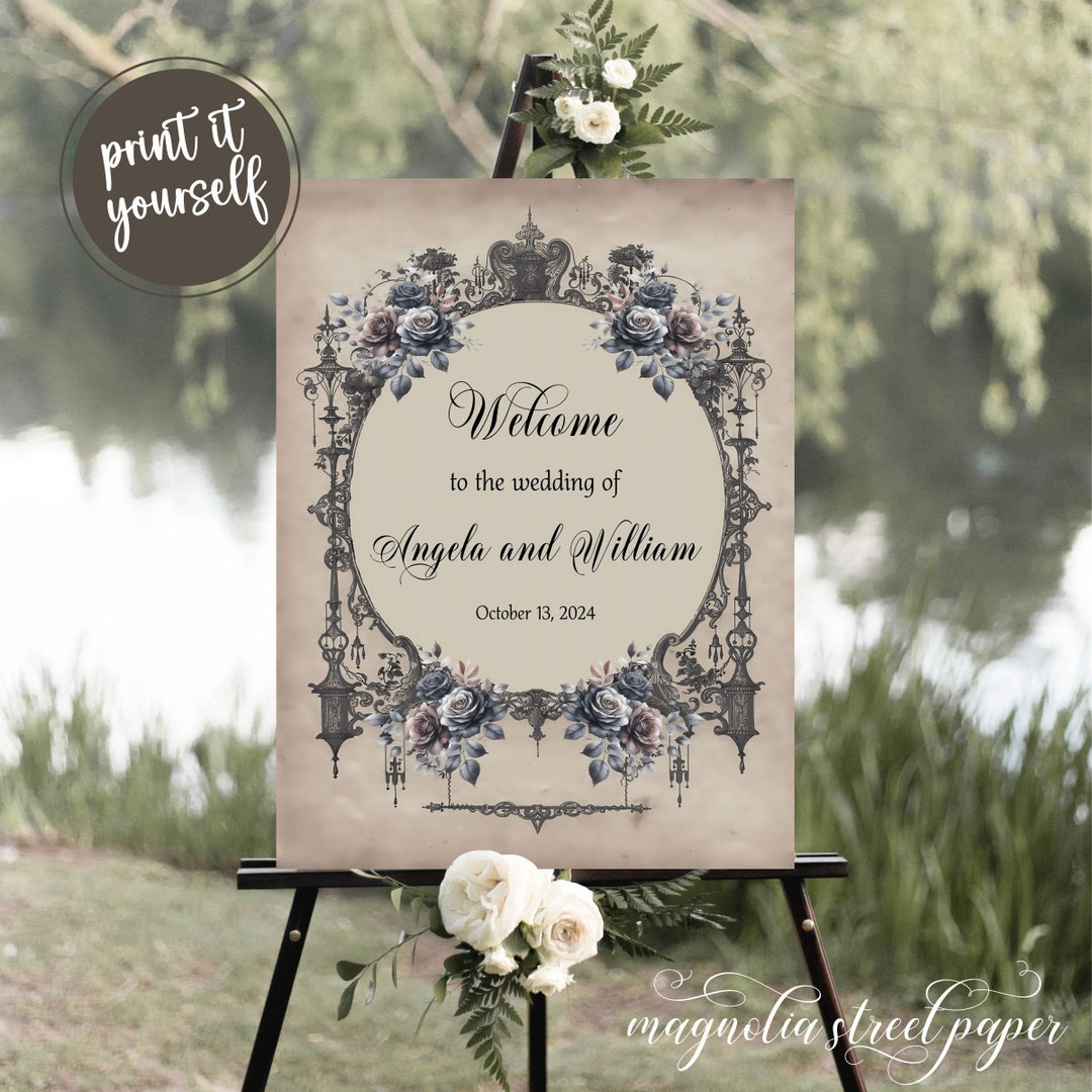 Elegant Victorian Wedding Welcome Sign, Printable Vintage Shabyy ...