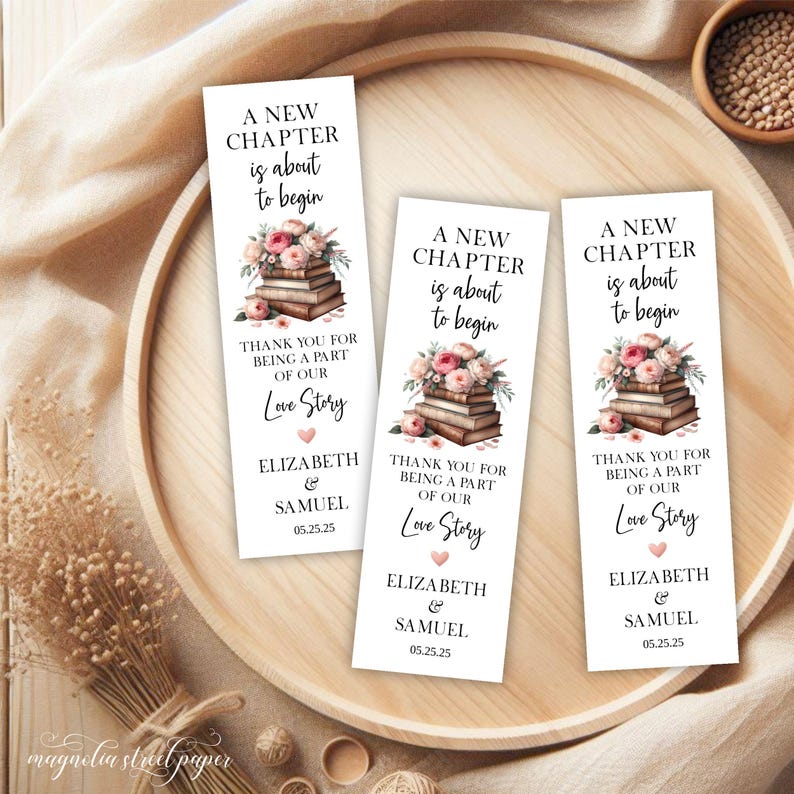 Bookmark Favor Tags for Book Themed Wedding or Shower, A New Chapter is ...