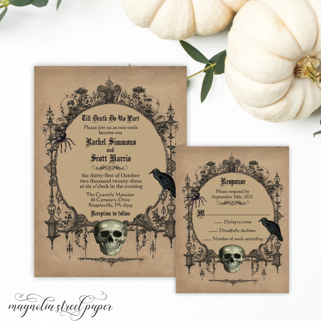 Halloween Gothic Wedding Invitation, Till Death Do Us Part Spooky ...