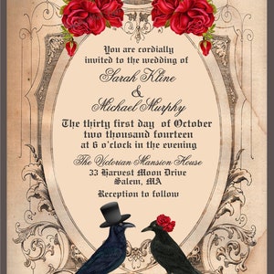 Halloween Wedding Invitation, Goth Wedding Invite, Crow Wedding ...
