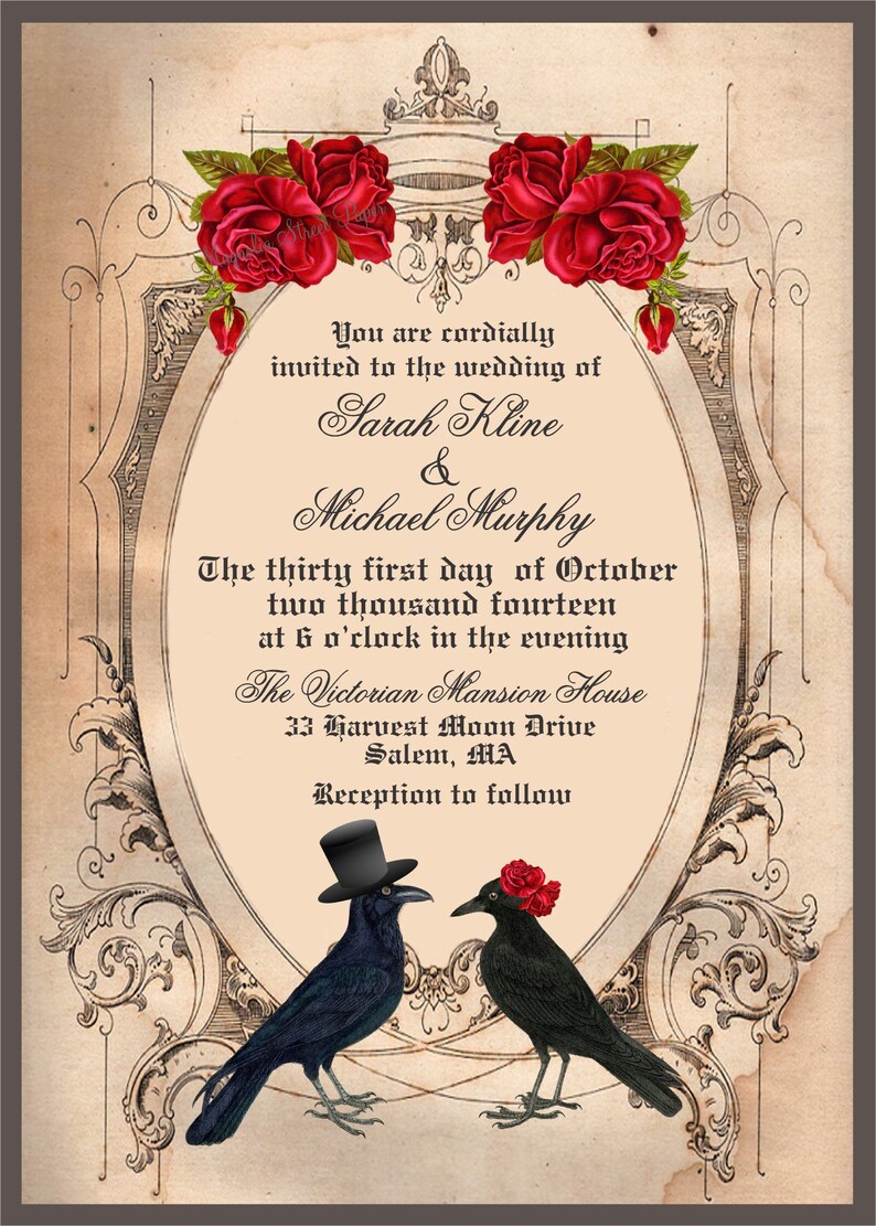 Halloween Wedding Invitation Goth Wedding Invite Crow - Etsy